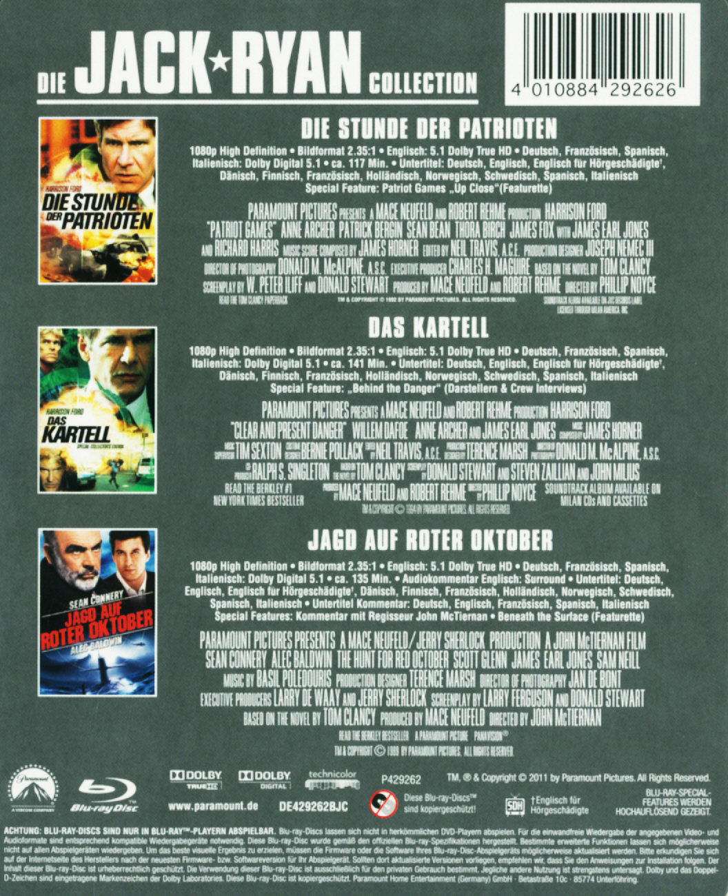 Die Jack Ryan Collection - Steelbook [3 BRs] Film auf Blu-ray Disc ...